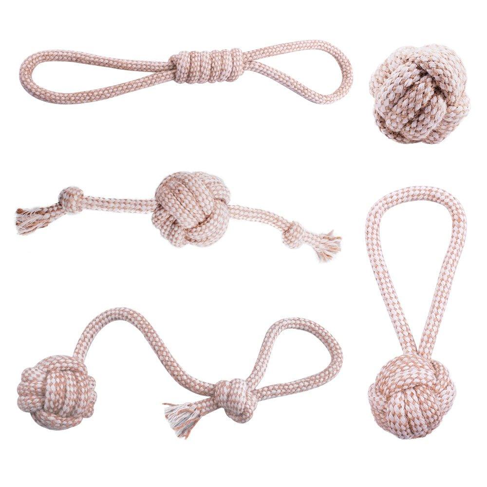 AllPetSolutions Rope Dog Toy Set with Hemp, 5 Pack - AllPetSolutions